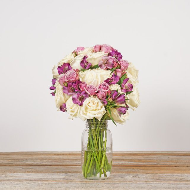 White & Lavender Roses Bouquet - The Bouqs Co.