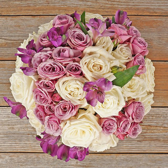 White & Lavender Roses Bouquet - The Bouqs Co.