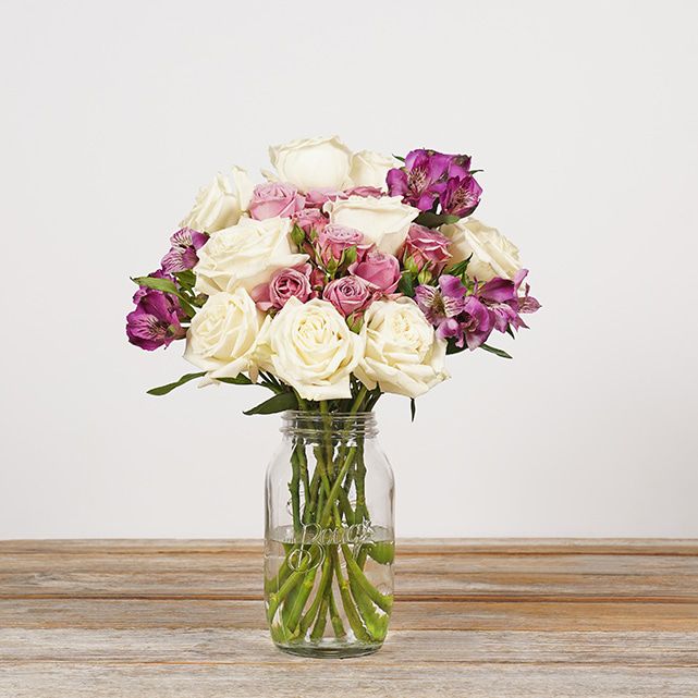 White & Lavender Roses Bouquet - The Bouqs Co.
