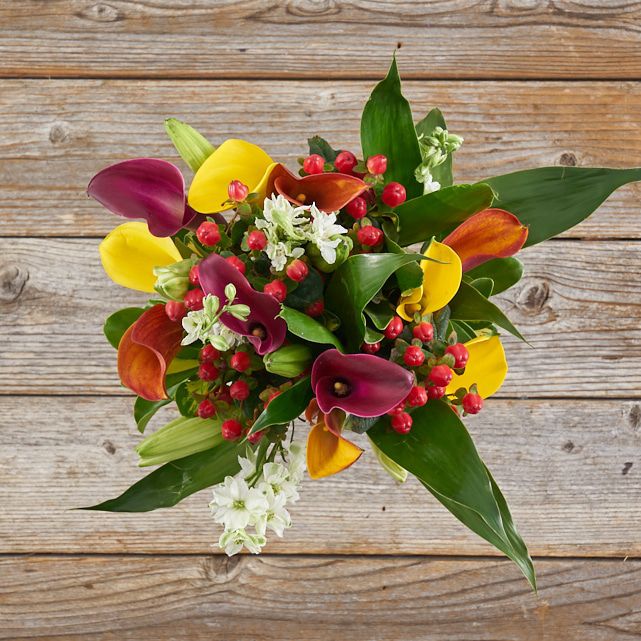 Yellow Calla Lily and Silver Bell Arrangement - The Bouqs Co.