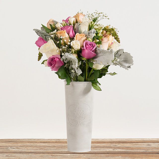 Mixed Rose and Alstroemeria With Dusty Miller - The Bouqs Co.