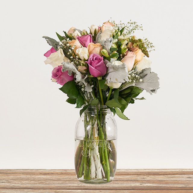 Mixed Rose and Alstroemeria With Dusty Miller - The Bouqs Co.