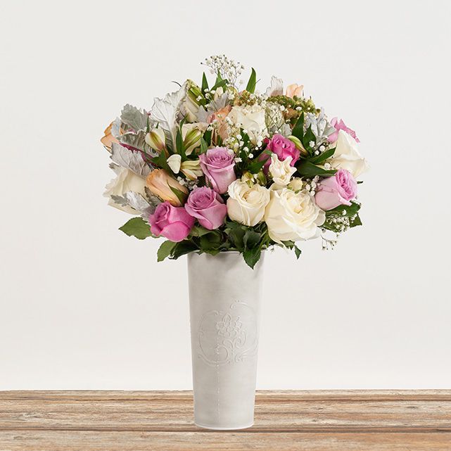 Mixed Rose and Alstroemeria With Dusty Miller - The Bouqs Co.
