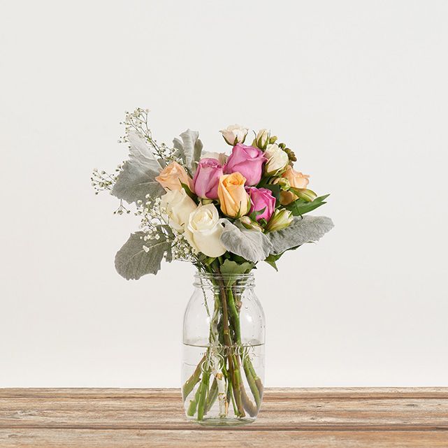 Mixed Rose and Alstroemeria With Dusty Miller - The Bouqs Co.