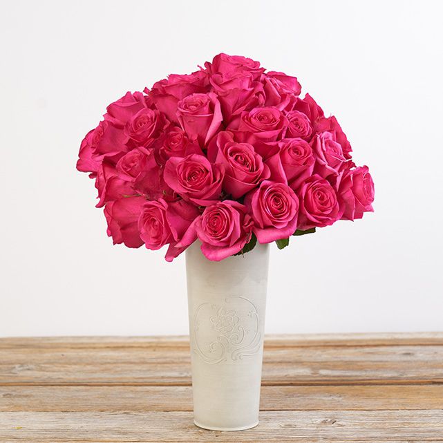 Hot Pink Rose Flower Arrangement - The Bouqs Co.
