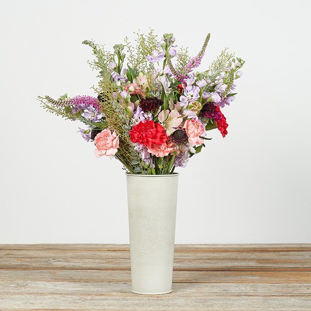 Arrangement with Pink & Lavender Carnations + Pink Scabiosa - The Bouqs Co.