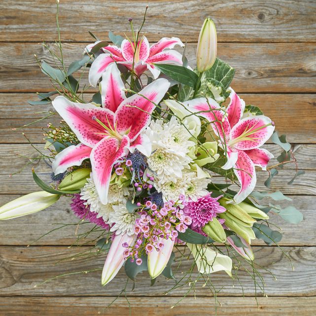 Assorted Lily Bouquet with Greenery Accents - The Bouqs Co.