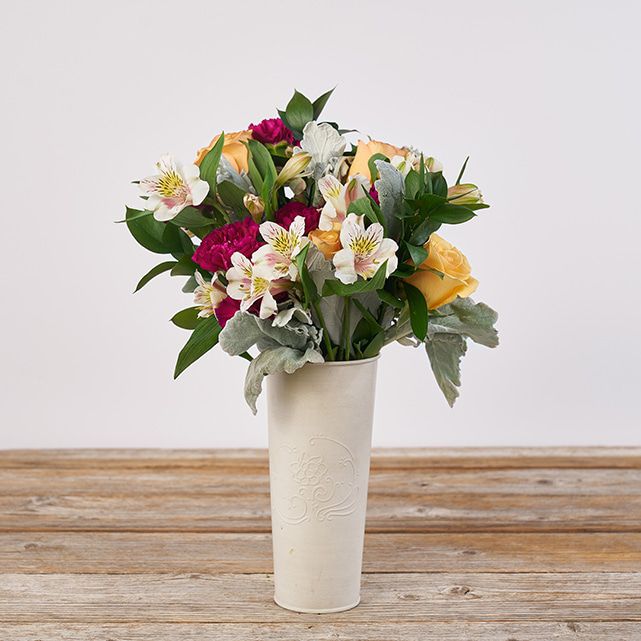 Magenta Carnation & Peach Rose Arrangement - The Bouqs Co.