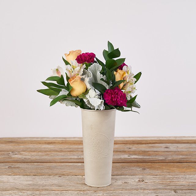 Magenta Carnation & Peach Rose Arrangement - The Bouqs Co.