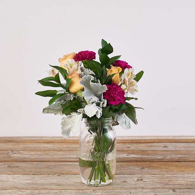 Magenta Carnation & Peach Rose Arrangement - The Bouqs Co.