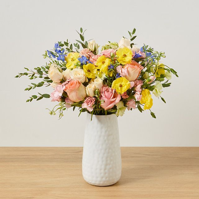 Colorful Mixed Arrangement of Roses, Carnations & Ranunculus - The ...