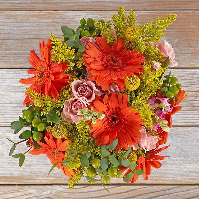 Orange Gerbera Daisy and Pink Spray Rose Floral Mix - The Bouqs Co.