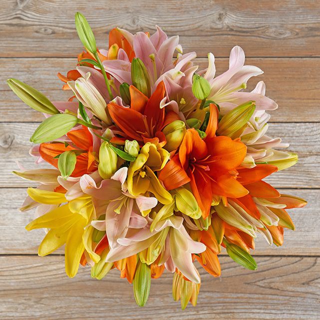 Assortment of Orange, Yellow and Hot Pink Lilies - The Bouqs Co.