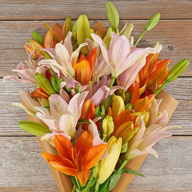 Assortment of Orange, Yellow and Hot Pink Lilies - The Bouqs Co.