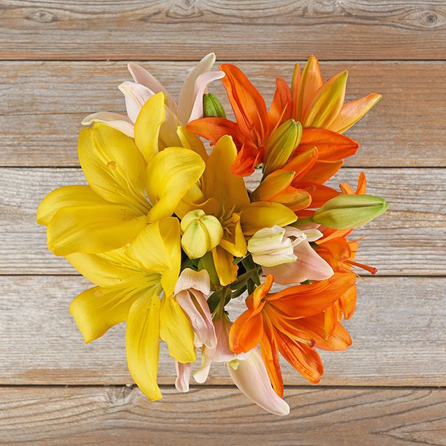Assortment of Orange, Yellow and Hot Pink Lilies - The Bouqs Co.