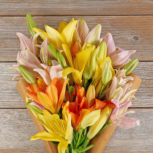 Assortment of Orange, Yellow and Hot Pink Lilies - The Bouqs Co.