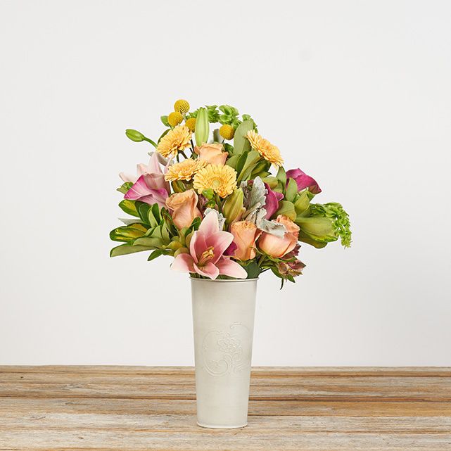 Peach Gerbera Daisy and Peach Rose Bouquet with Pink Accents - The ...
