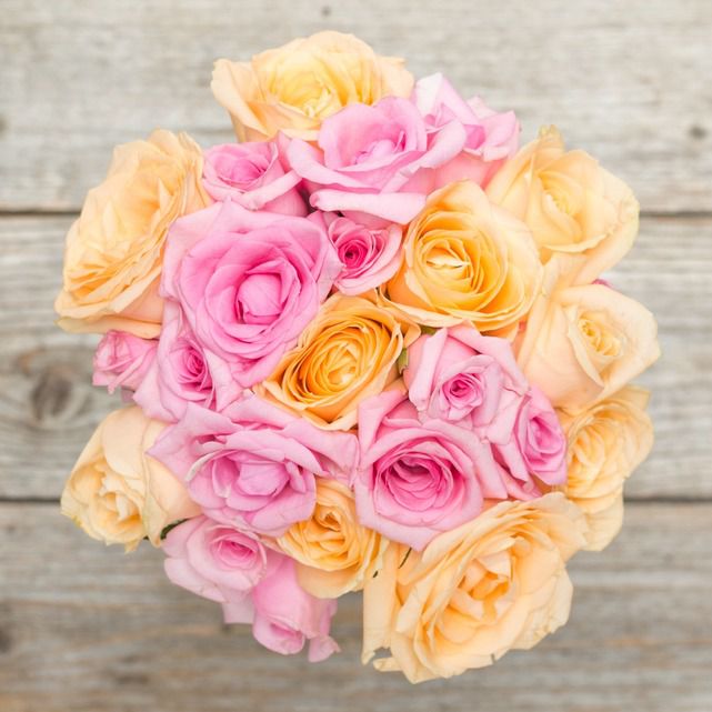 Peach & Pink Rose Flower Arrangement - The Bouqs Co.