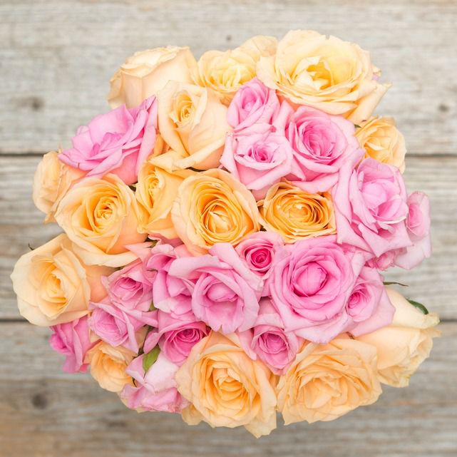 Peach & Pink Rose Flower Arrangement - The Bouqs Co.