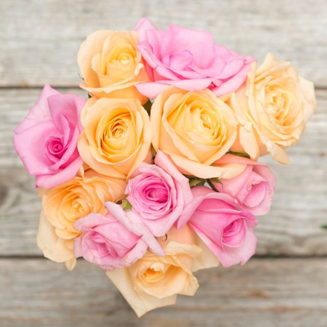 Peach & Pink Rose Flower Arrangement - The Bouqs Co.