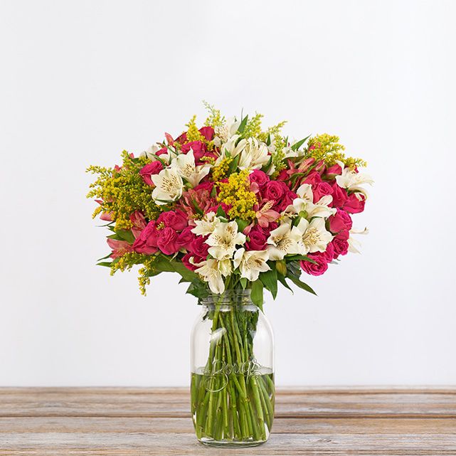 Pink Spray Roses and Peach Alstroemeria - The Bouqs Co.