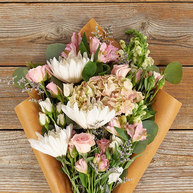 Pink and White Spray Roses and Alstroe Arrangement - The Bouqs Co.