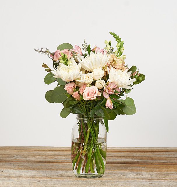 Pink and White Spray Roses and Alstroe Arrangement - The Bouqs Co.