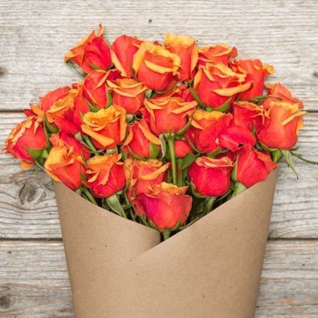 Gradient Orange Tea Rose Flower Arrangement - The Bouqs Co.