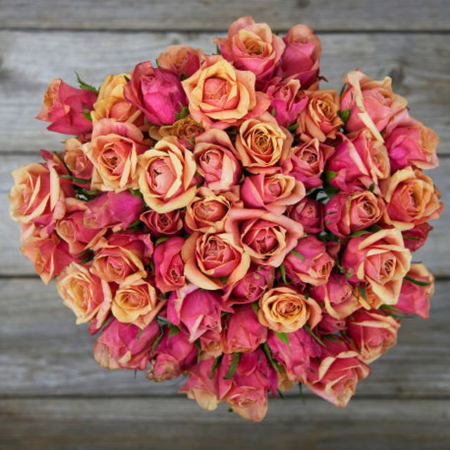 Gradient Orange Tea Rose Flower Arrangement - The Bouqs Co.