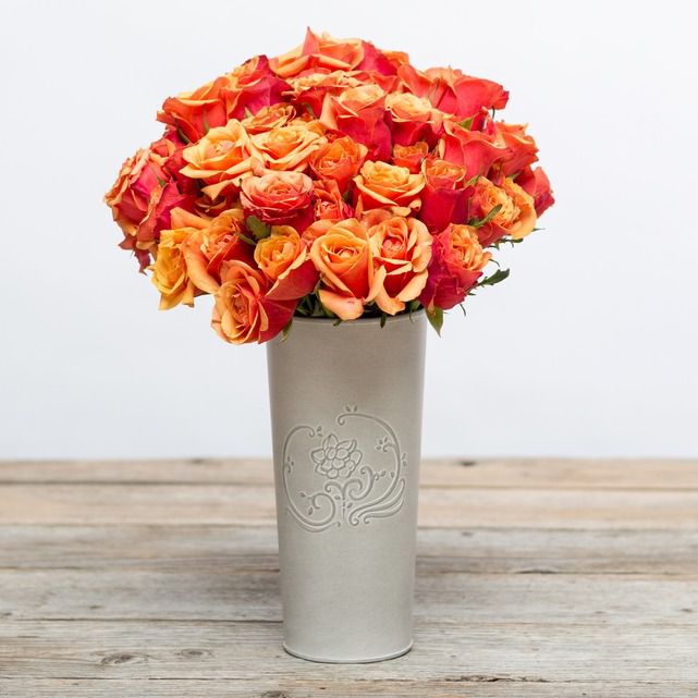 Gradient Orange Tea Rose Flower Arrangement - The Bouqs Co.