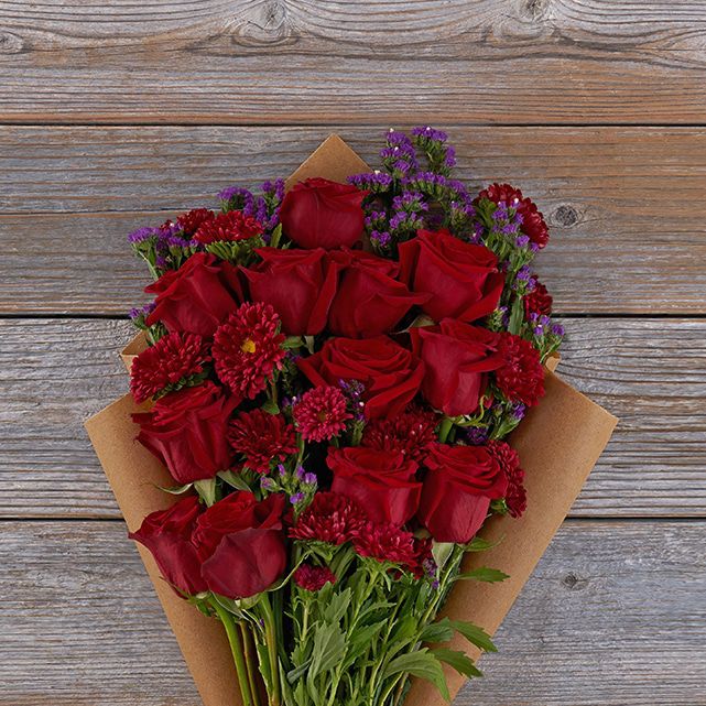 Red Rose and Purple Pom Flower Bouquet - The Bouqs Co.