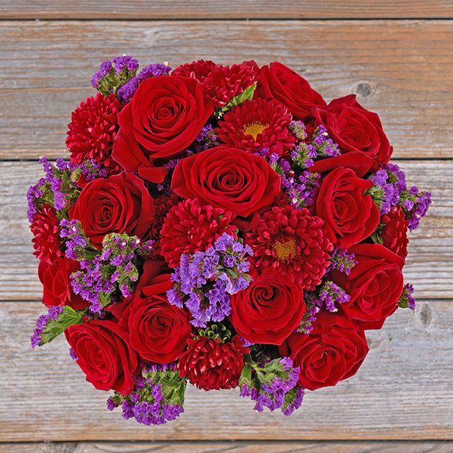 Red Rose and Purple Pom Flower Bouquet - The Bouqs Co.