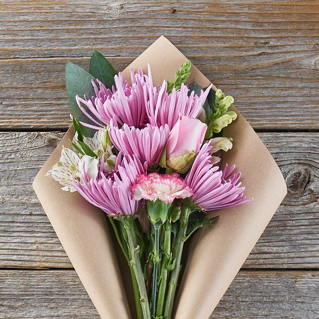Violet Spider Mums and Pink Roses - The Bouqs Co.