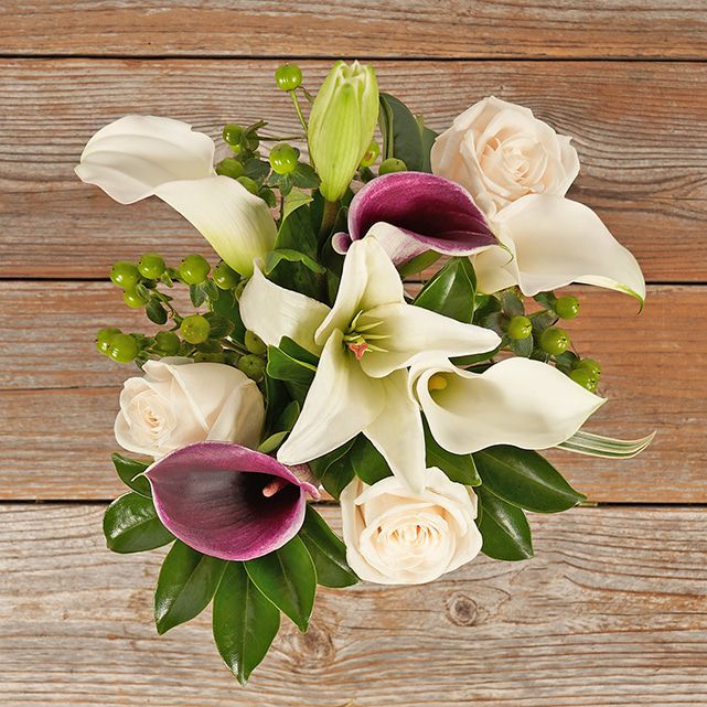 White Calla Lilies with White Roses - The Bouqs Co.