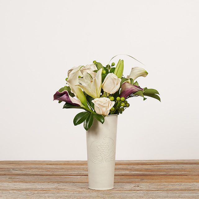 White Calla Lilies with White Roses - The Bouqs Co.