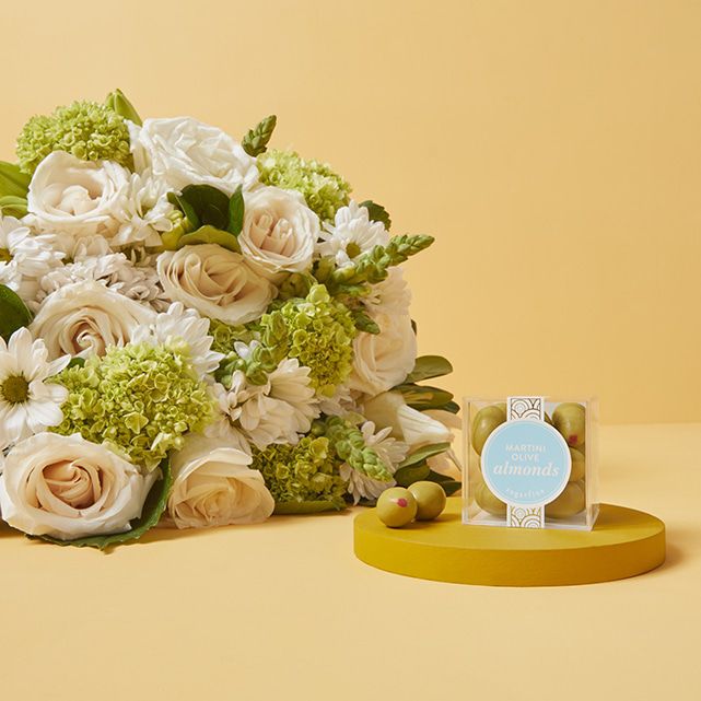 White Hydrangea & Lily Bouquet with Box of Chocolate Almonds - The ...