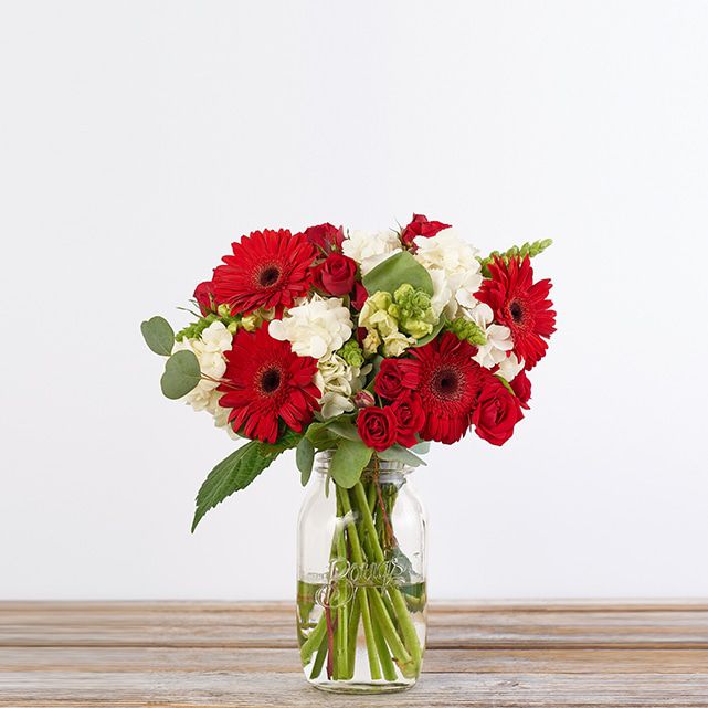Red Roses and Daisies with White Hydrangeas - The Bouqs Co.
