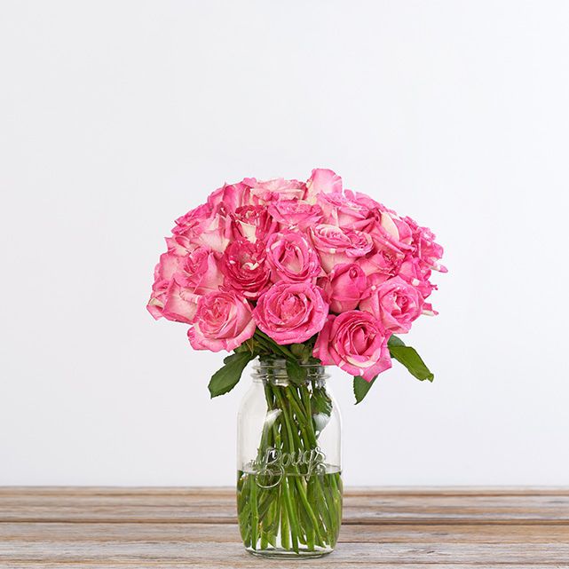 Two-Toned White & Pink Rose Flower Bouquet - The Bouqs Co.