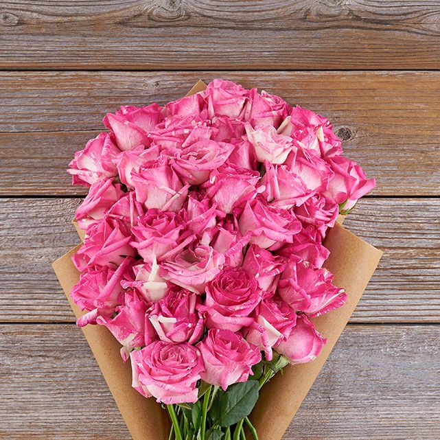 Two-Toned White & Pink Rose Flower Bouquet - The Bouqs Co.